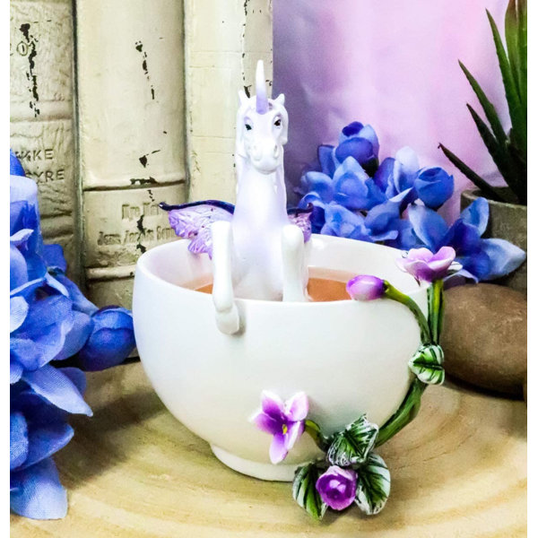 Trinx Ebros Amy Brown Enchanted Fantasy Tea Cup Purple Violet Iris Unicorn With Curly Horn And ...